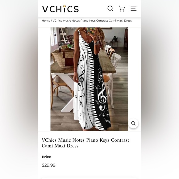 Dresses | New Vchics Music Notes Piano Keys Contrastcami Maxi Dress ...